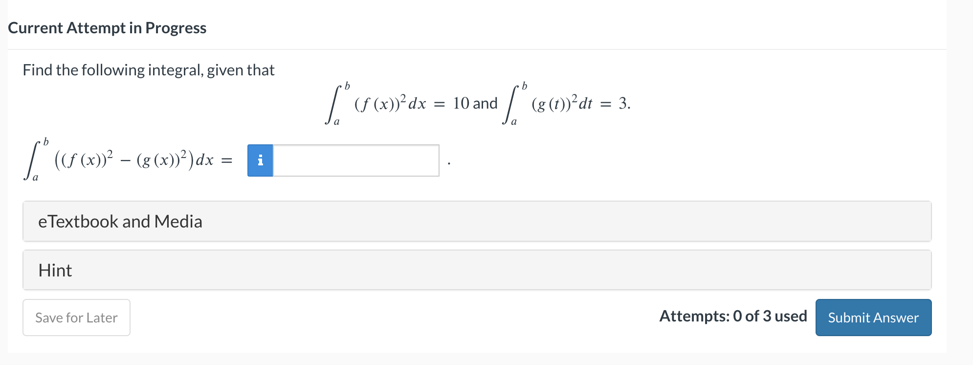 Solved Find the following integral, given that | Chegg.com