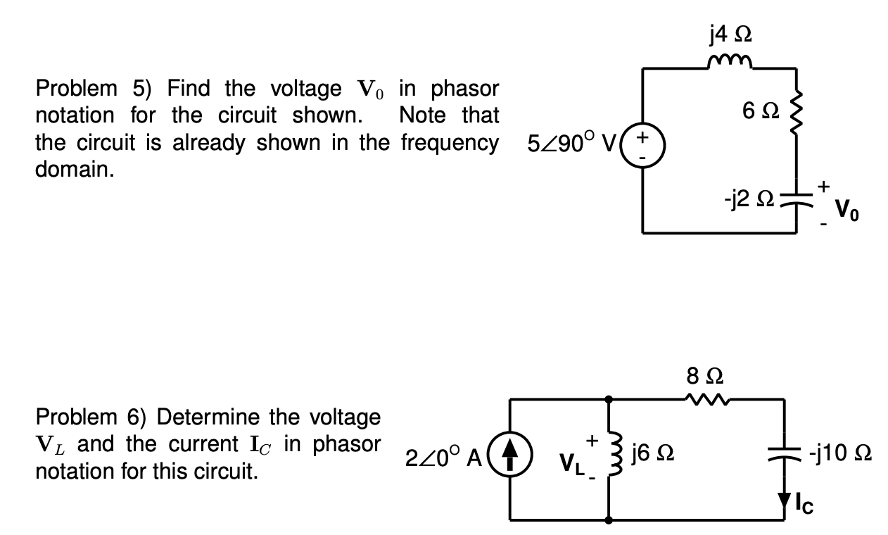 Solved j412 m Problem 5) Find the voltage V. in phasor | Chegg.com