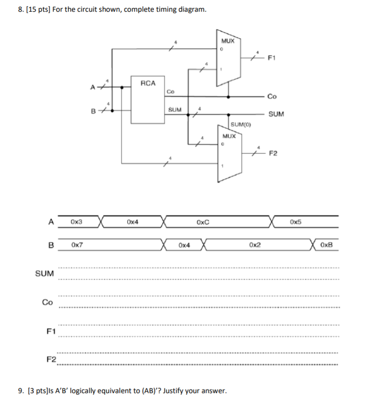 Solved 8. (15 pts) For the circuit shown, complete timing | Chegg.com ...