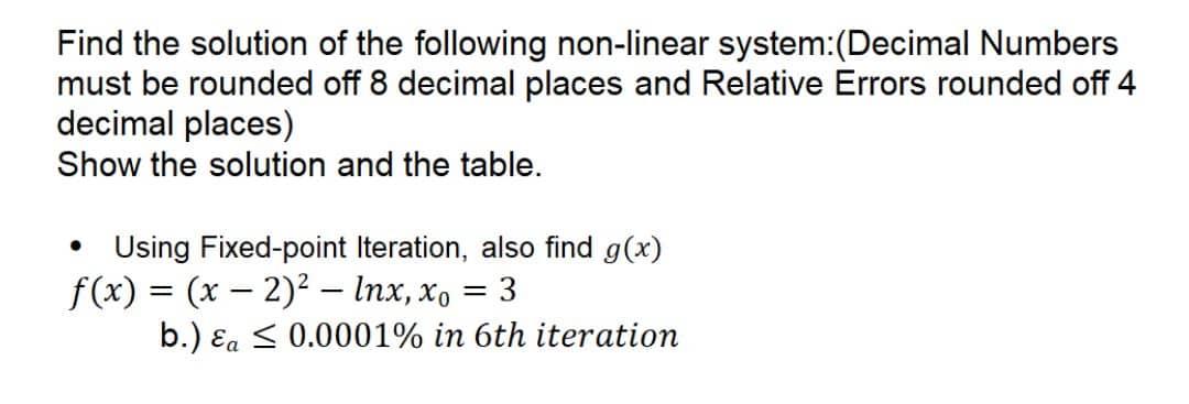 Solved Find the solution of the following non-linear | Chegg.com