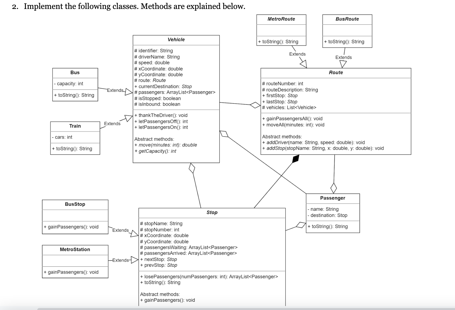 Implement the following classes. Methods are | Chegg.com