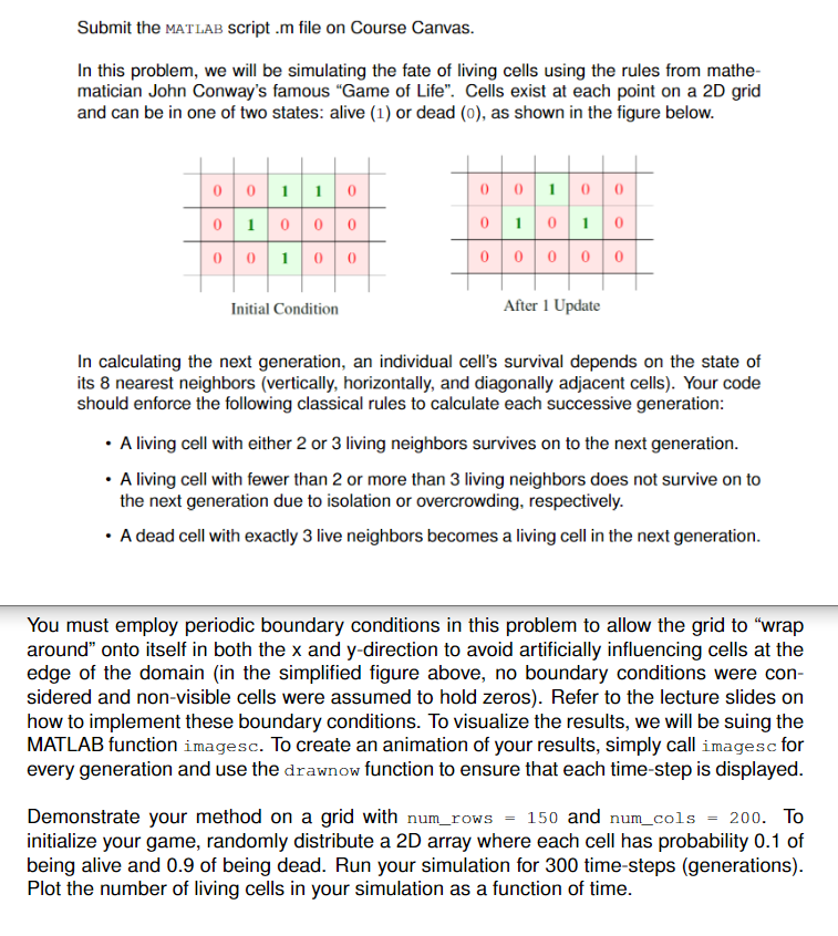 Submit the MATLAB Script.m file on Course Canvas. In | Chegg.com