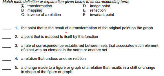 Solved Match each definition or explanation given below to | Chegg.com
