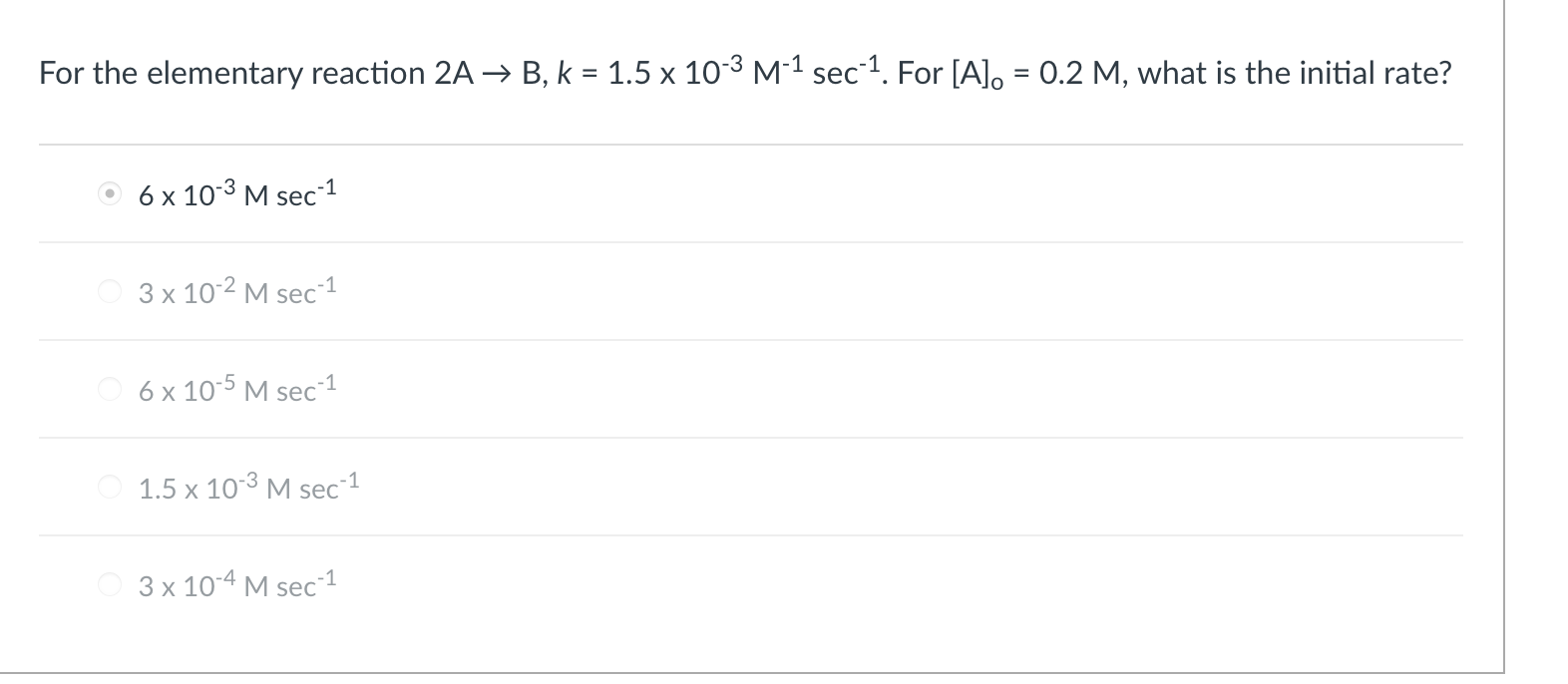 Solved For the elementary reaction \\( 2 \\mathrm{~A} | Chegg.com