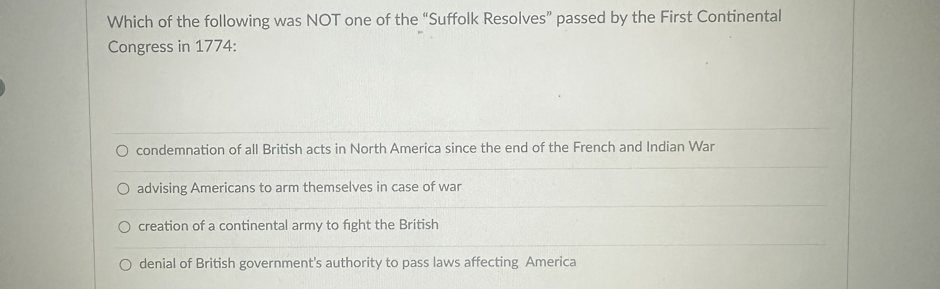 Which of the following was NOT one of the "Suffolk | Chegg.com