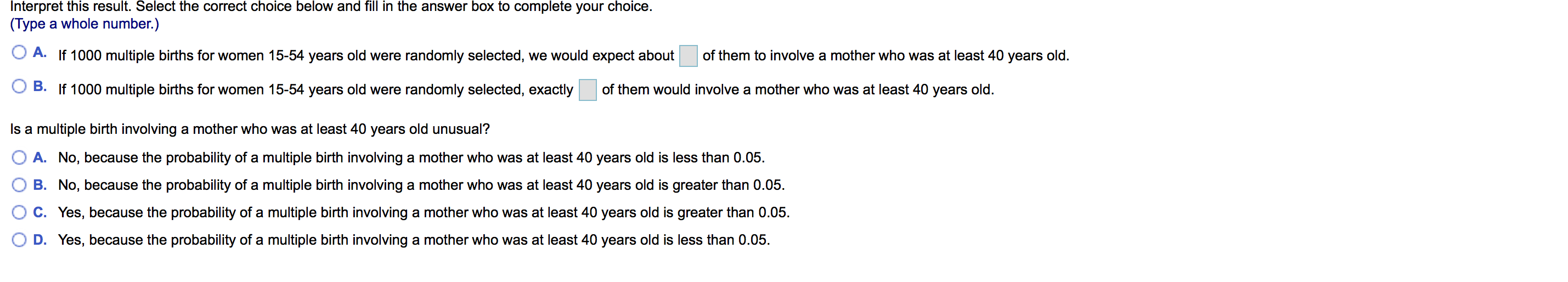 Solved Interpret this result. Select the correct choice | Chegg.com
