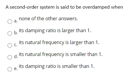 Solved A second-order system is said to be overdamped when | Chegg.com