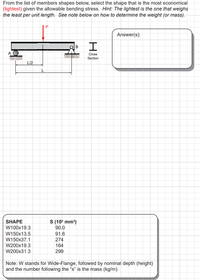 Solved From the list of members shapes below, select the | Chegg.com