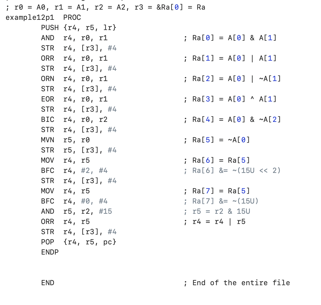 Solved ; r = A0, r1 = A1, r2 = A2, r3 = &Ra[0] = Ra | Chegg.com
