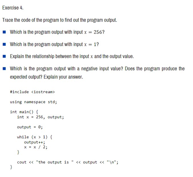 Solved Trace the code of the program to find out the program | Chegg.com