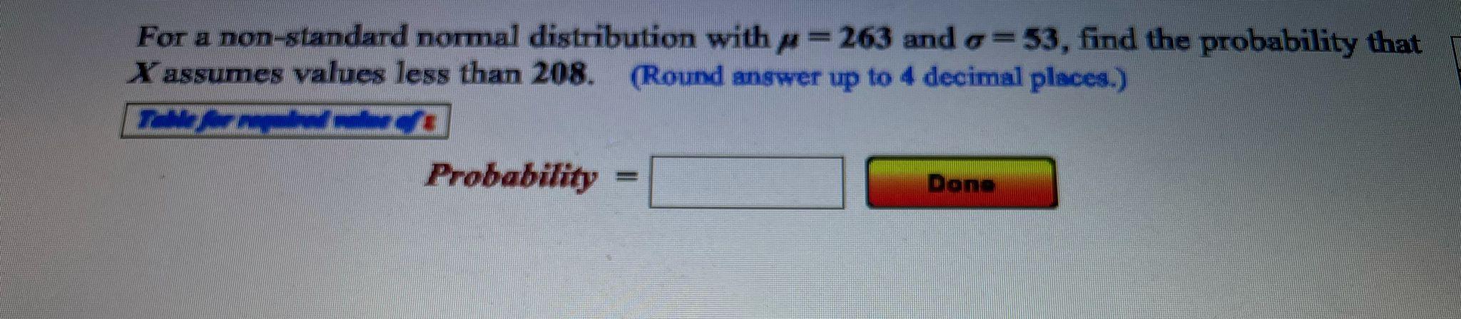Solved For a non-standard normal distribution with p= 263 | Chegg.com
