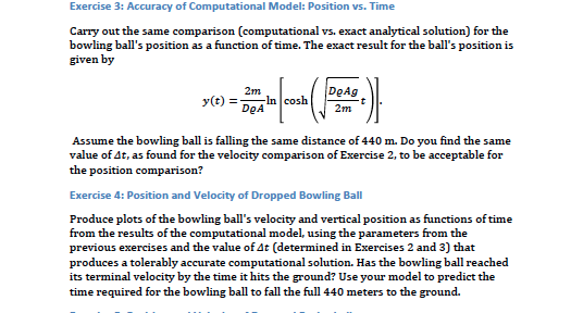 Exercise 1: Computational Model of a Falling Sphere | Chegg.com