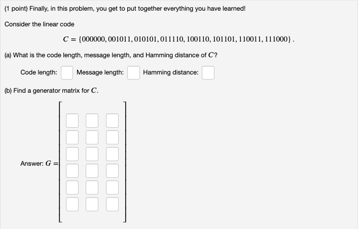 (1 point) Finally, in this problem, you get to put | Chegg.com