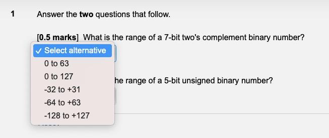 Solved 1 Answer the two questions that follow. [0.5 marks] | Chegg.com