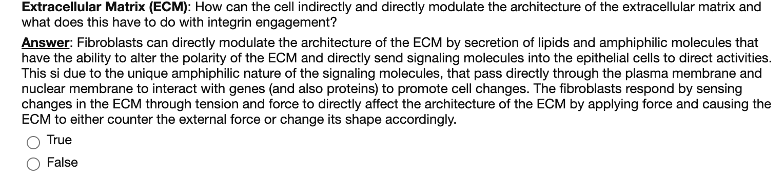 Solved Extracellular Matrix (ECM): How can the cell | Chegg.com