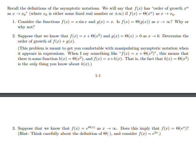 Solved Recall the definitions of the asymptotic notations. | Chegg.com
