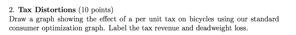 Solved 2. Tax Distortions (10 points) Draw a graph showing | Chegg.com