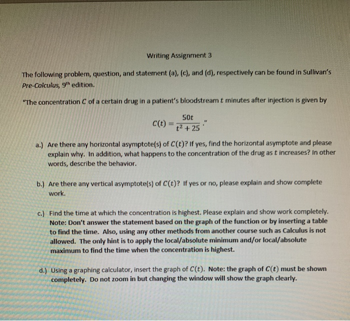 Solved Writing Assignment 3 The following problem, question, | Chegg.com