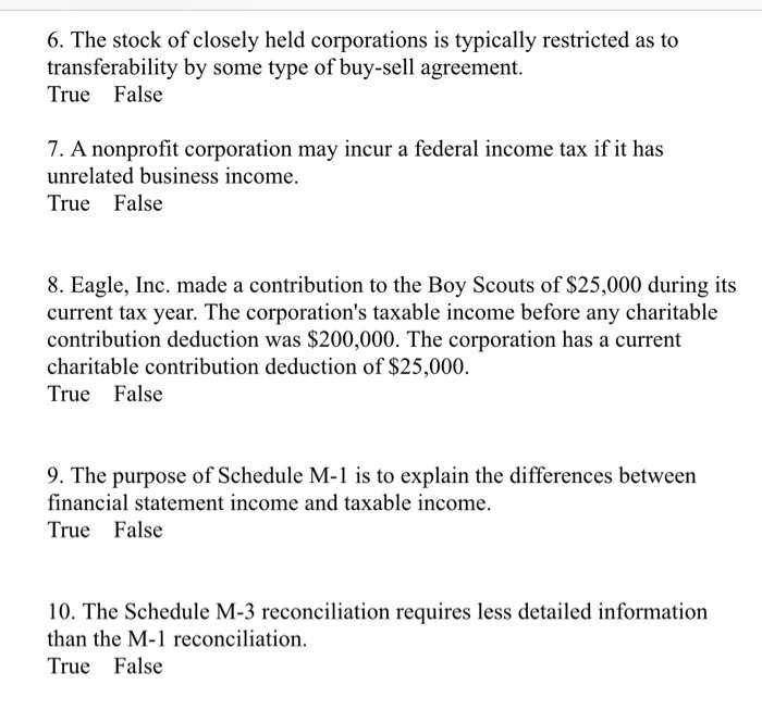 Solved 6. The stock of closely held corporations is | Chegg.com