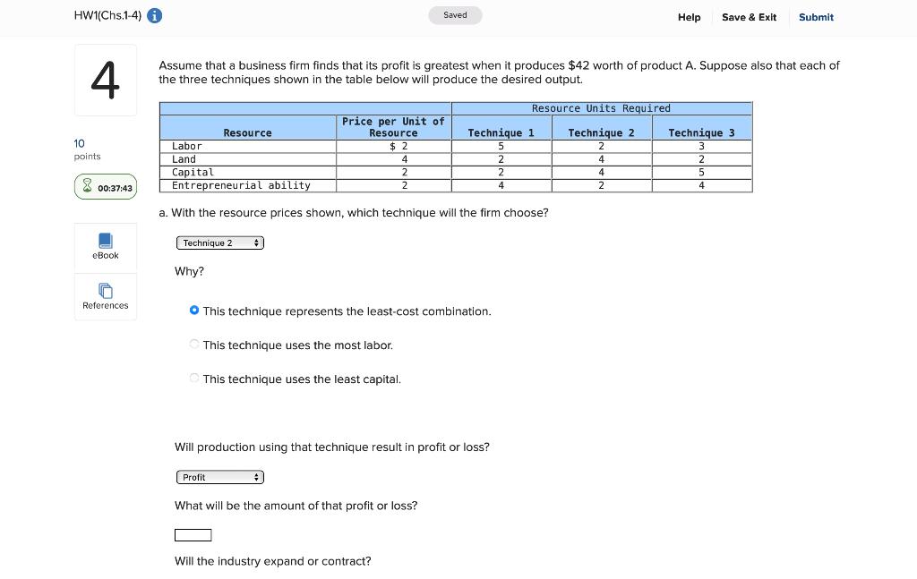 Solved HW1(Chs.1-4) i Saved Help Save & Exit Submit 4 Assume | Chegg.com