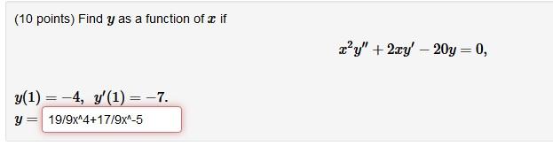 Solved Find y as a function of x | Chegg.com