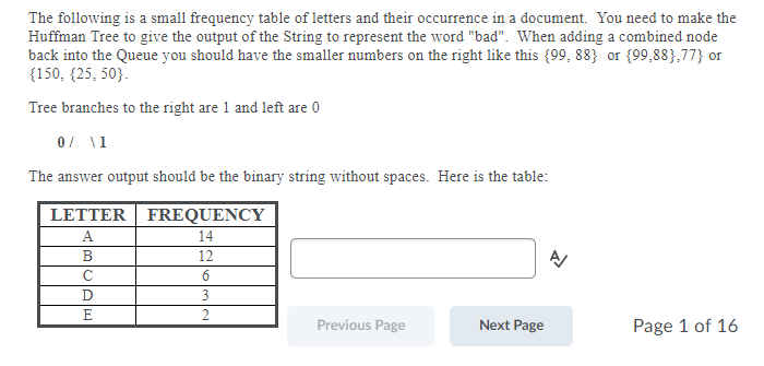 The following is a small frequency table of letters | Chegg.com