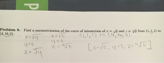 Solved Find a parametrization of the curve of intersection | Chegg.com
