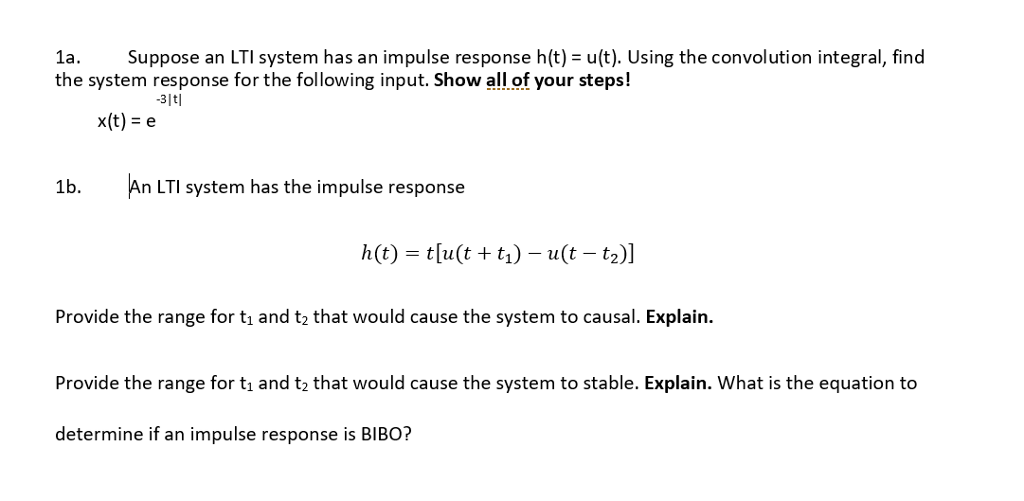 Solved 1a.Suppose an LTI system has an impulse response | Chegg.com