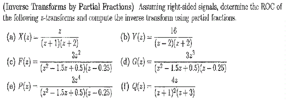Solved Z (Inverse Transforms by Partial Fractions) Assuming | Chegg.com