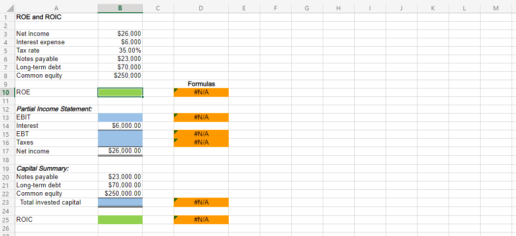 Solved Excel Online Structured Activity: ROE and ROIC Baker | Chegg.com