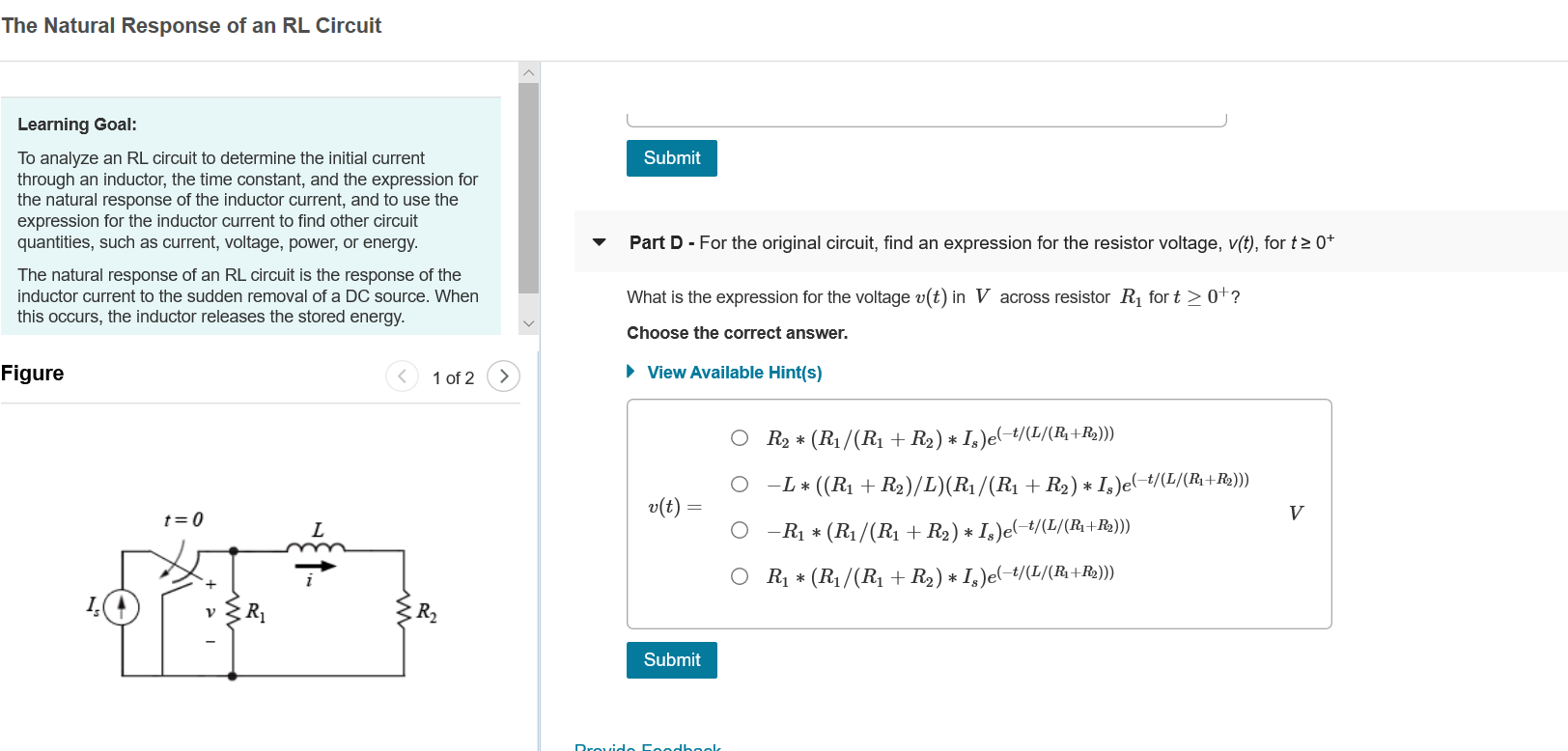 Solved The Natural Response of an RL Circuit 8 of 10 Review | Chegg.com