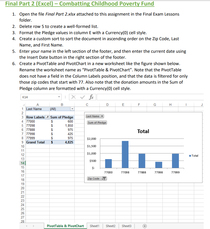 1. Open the file Final Part 2.xlsx attached to this | Chegg.com