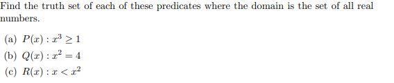 Solved Find the truth set of each of these predicates where | Chegg.com