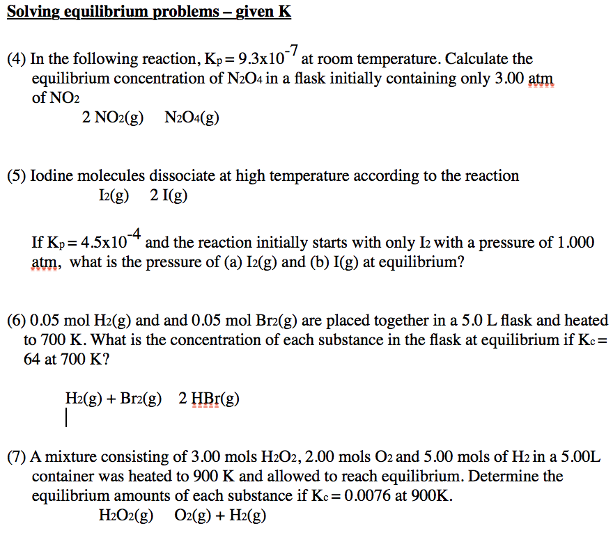 Solved Solving equilibrium problems – given K (4) In the | Chegg.com