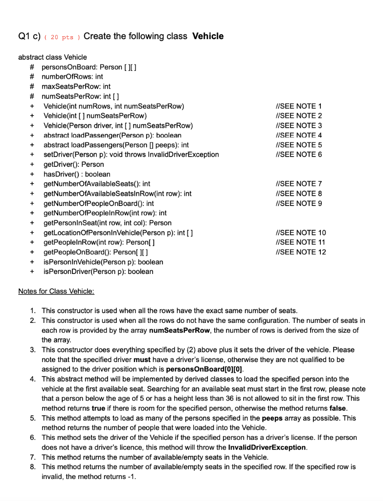 Solved Q1 a) ( 10 pts ) Create the following class Person | Chegg.com