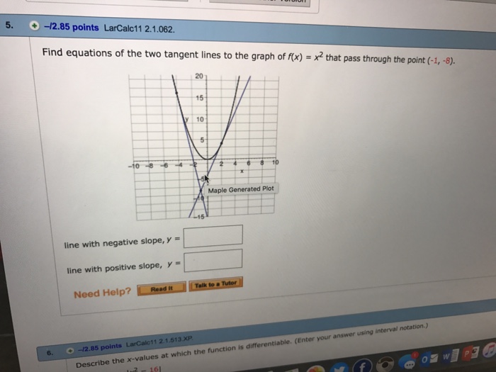 Solved 5. -12.85 points LarCalc11 2.1.062. Find equations of | Chegg.com
