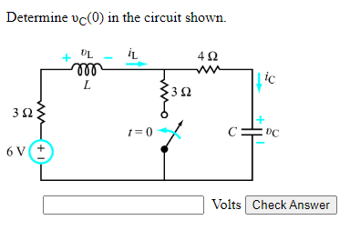 Solved Determine vC(0) ﻿in the circuit shown.Volts | Chegg.com