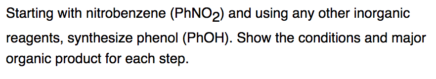 Solved Starting with nitrobenzene (PhNO2) and using any | Chegg.com
