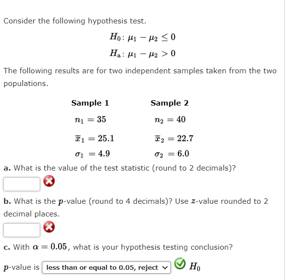 Solved Consider The Following Hypothesis Test