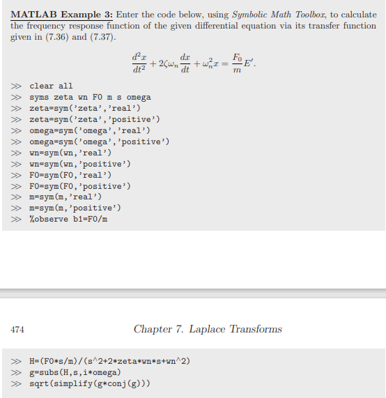 du m MATLAB Example 3: Enter the code below, using | Chegg.com