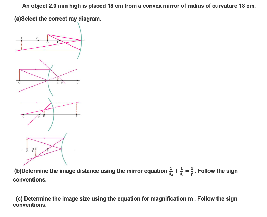 Solved An object 2.0 mm high is placed 18 cm from a convex | Chegg.com