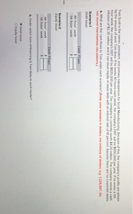 Solved Tom Scott is the owner, president, and primary | Chegg.com