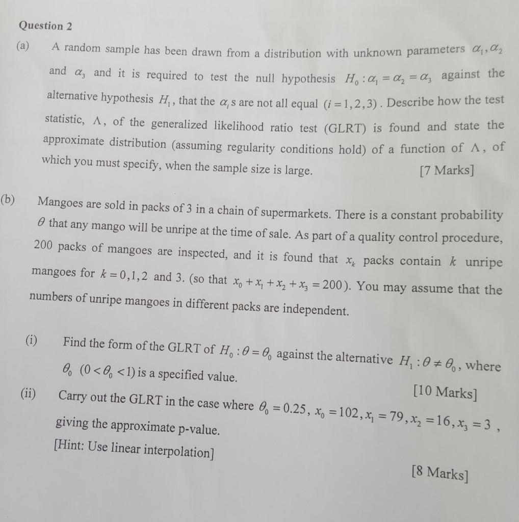 (a) A random sample has been drawn from a | Chegg.com