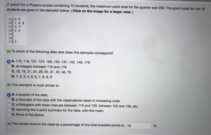 Solved course containing 10 students, the maximum point | Chegg.com