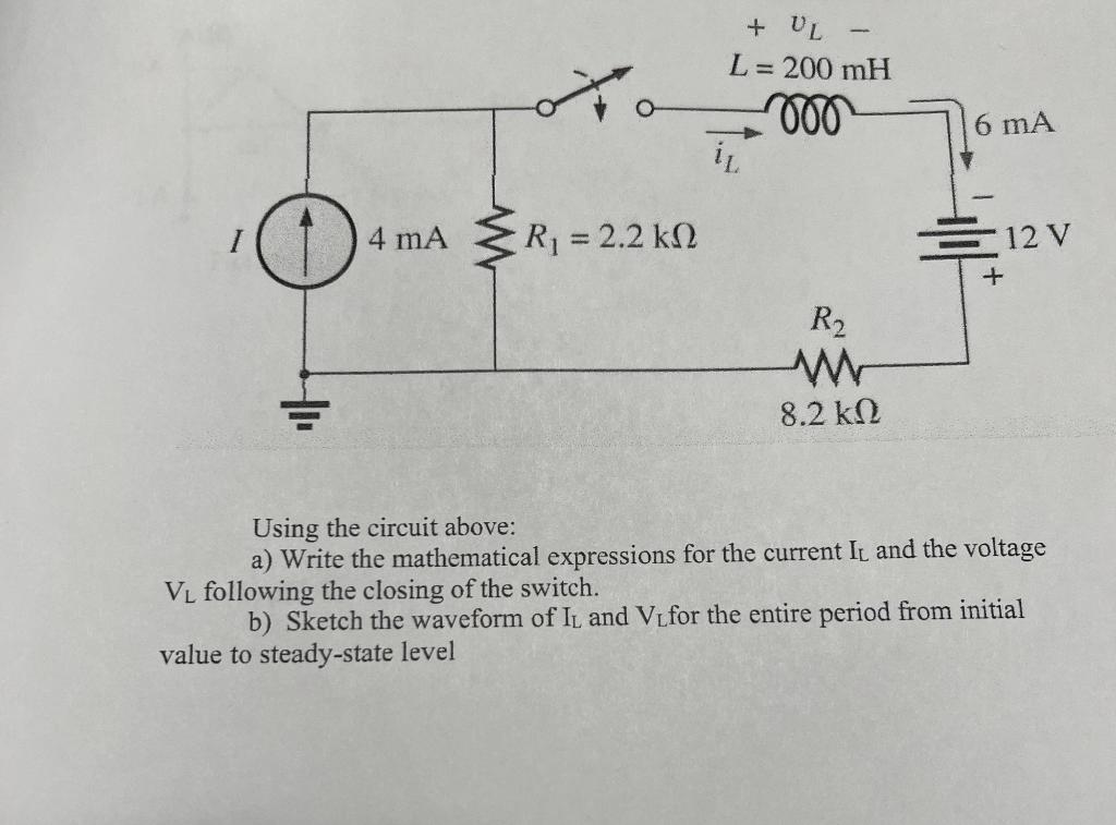 Solved Using the circuit above: a) Write the mathematical | Chegg.com