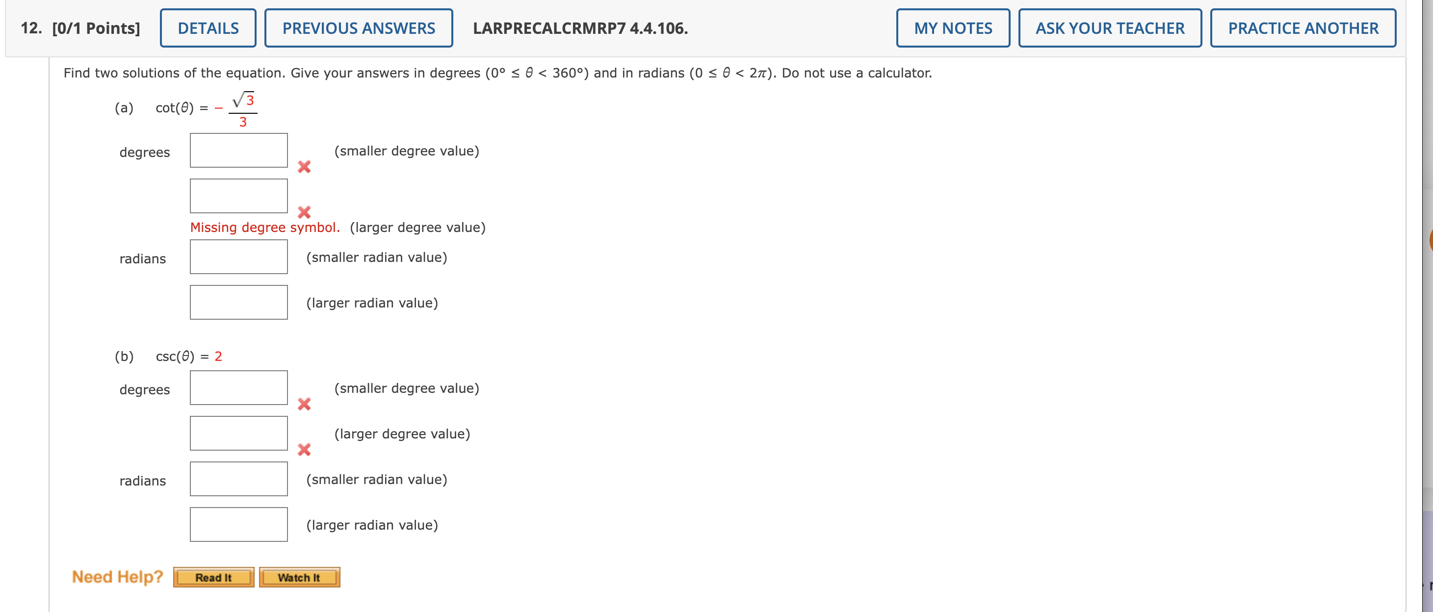 Solved Find two solutions of the equation. Give your answers | Chegg.com