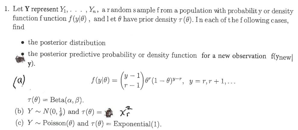 Solved 1. Let Y represent Y1,…,Yn, a r andom s ample from a | Chegg.com Solved 1. Let Y represent Y1,…,Yn, a r andom s ample from a | Chegg.com