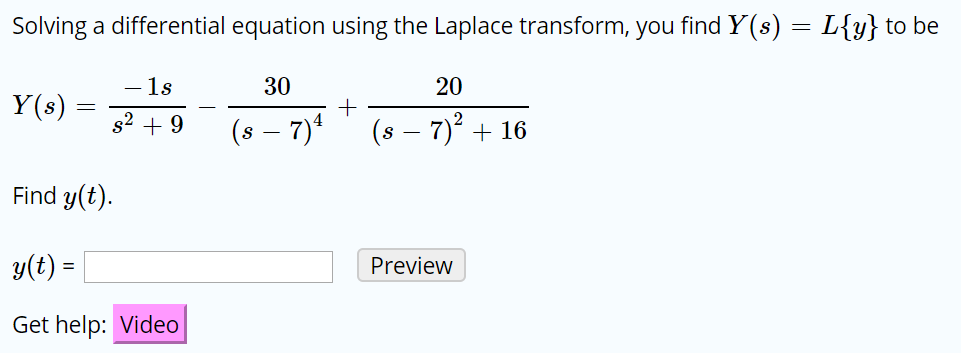 Solved Solving A Differential Equation Using The Laplace