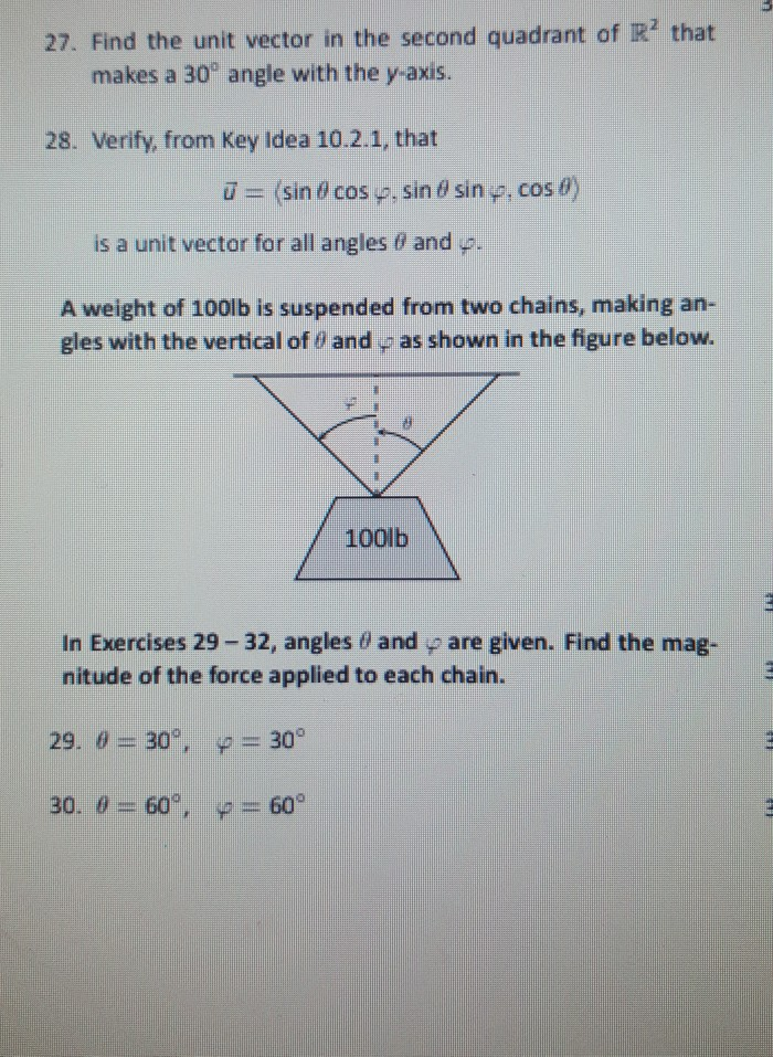 Solved 27. Find the unit vector in the second quadrant of R2 | Chegg.com