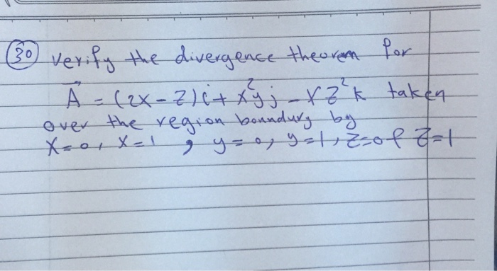 Solved Verify the divergence theorem for A vector = (2x - | Chegg.com